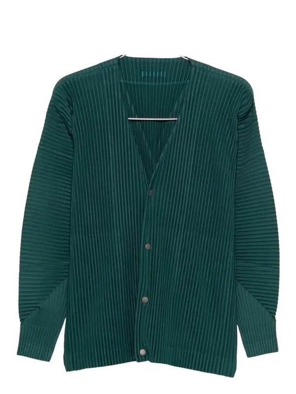 Issey Miyake Pleated V-neck Cardigan - Blue