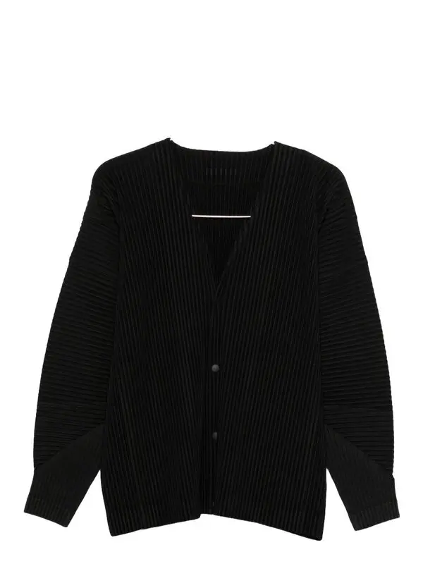 Issey Miyake Pleated V-neck Cardigan - Black
