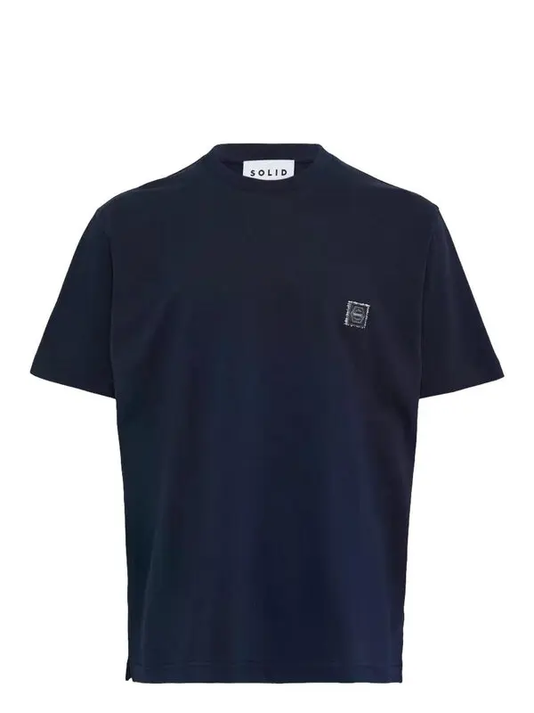 SOLID HOMME Logo-detail T-shirt - Blue
