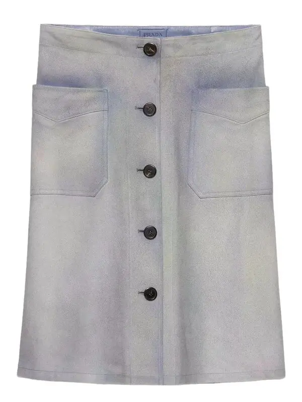 Prada Suede Button-up Patch Pocket Skirt - Blue