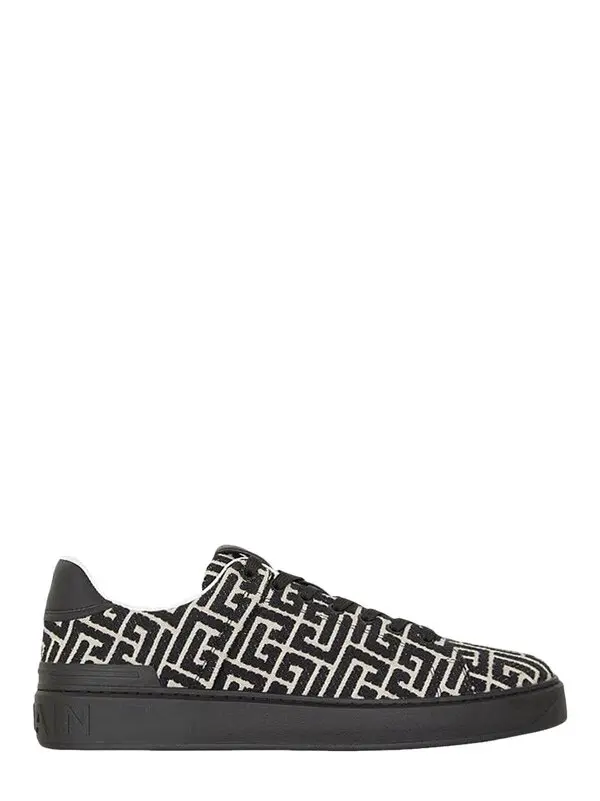 Balmain Monogram Jacquard B-court Trainers - Black