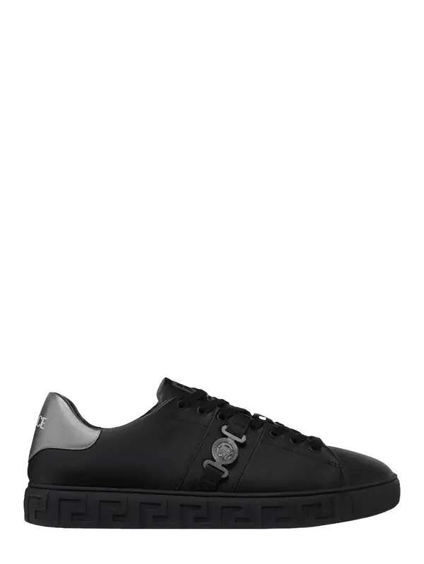Versace Greca Leather Sneakers - Black