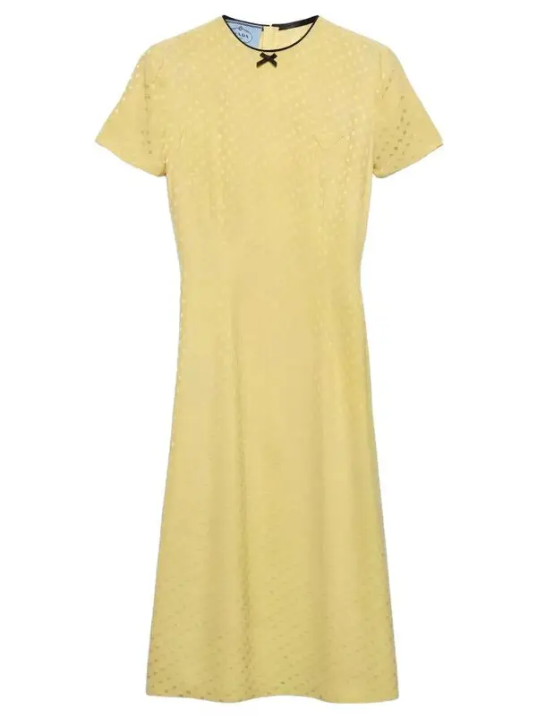 Prada Polka-dot Satin Sheath Dress - Yellow