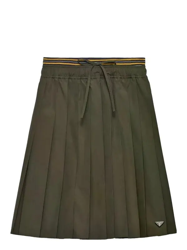 Prada Pleated Poplin Midi-skirt - Green