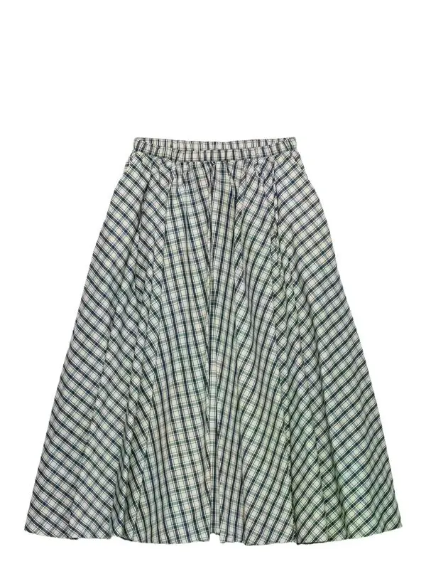 Prada Full Checked Chambray Skirt - Blue