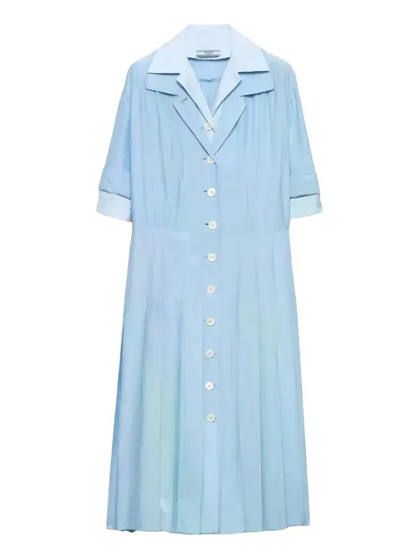 Prada Pongé And Poplin Shirt Dress - Blue
