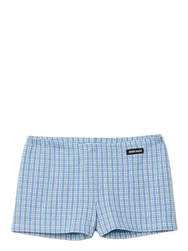 Miu Miu Cashmere And Silk Jacquard Knit Shorts - Periwinkle Blue