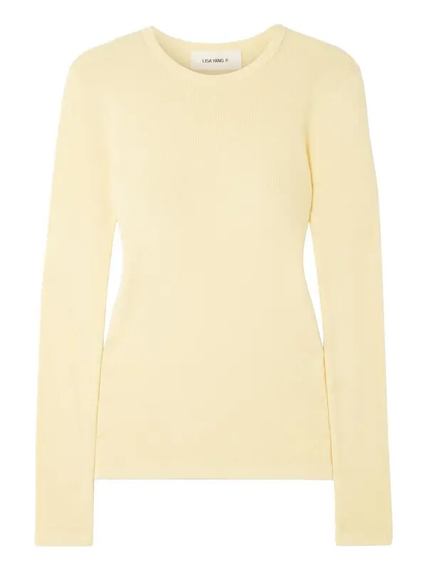 LISA YANG Vivian Ribbed Cotton And Cashmere-blend T-shirt - Yellow