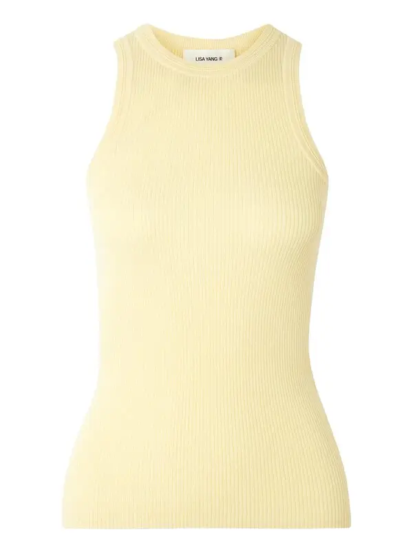 LISA YANG Amya Ribbed Cotton And Cashmere-blend Tank - Yellow