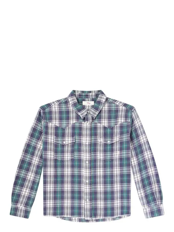 CHERRY LOS ANGELES Cropped Checked Cotton-flannel Shirt - Green