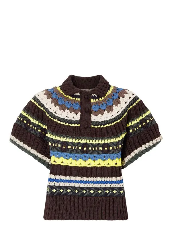 Sacai Striped Knitted Polo Shirt - Multi