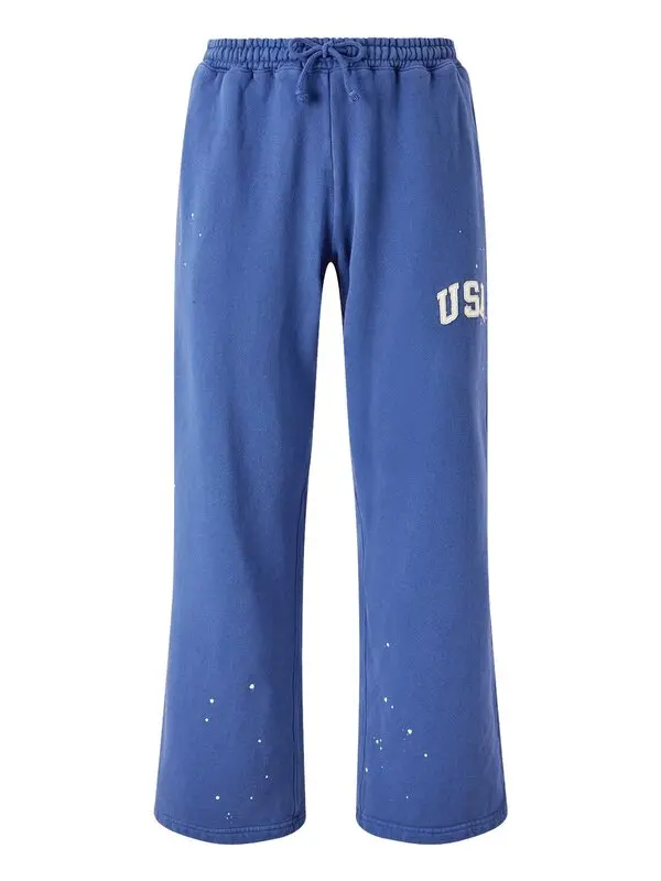 CHERRY LOS ANGELES Usa Parachute Appliquéd Cotton Sweatpants - Blue