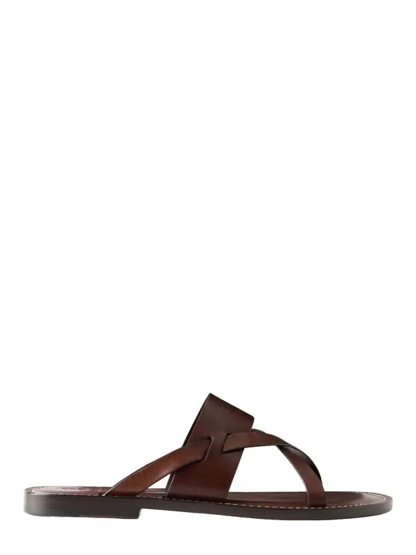 Brunello Cucinelli Leather Sandals - Burgundy