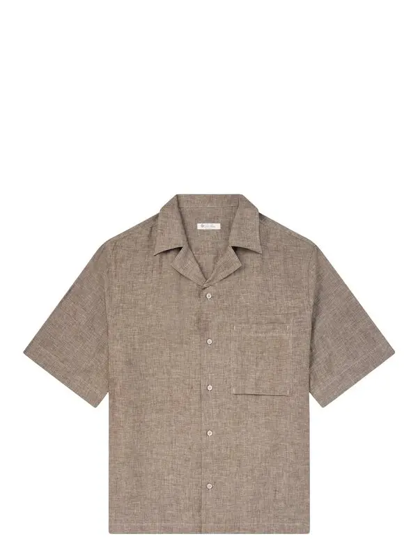 Loro Piana Federico Camp-collar Linen Shirt - Brown