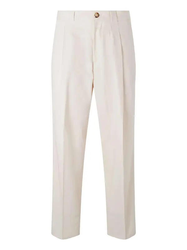 Brunello Cucinelli Straight-leg Pleated Cotton-twill Trousers - Cream