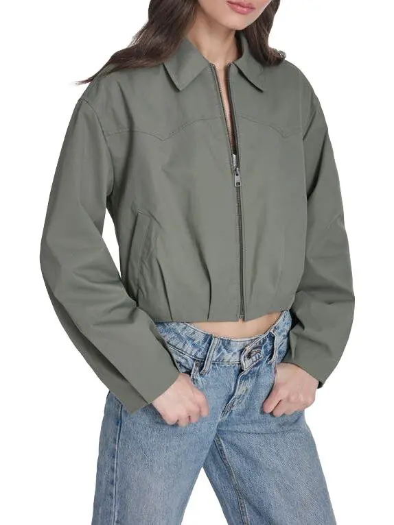 LEVI'S Cropped Bubble Hem Bomber Jacket - Sage