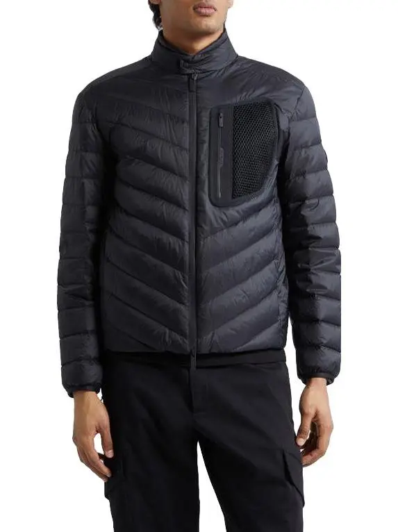 Moncler Mackinac Diagonal Quilted Down Moto Jacket - Black