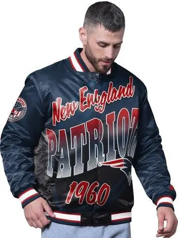 STARTER New England Patriots Pass Rush Varsity Full-snap Jacket - Navy
