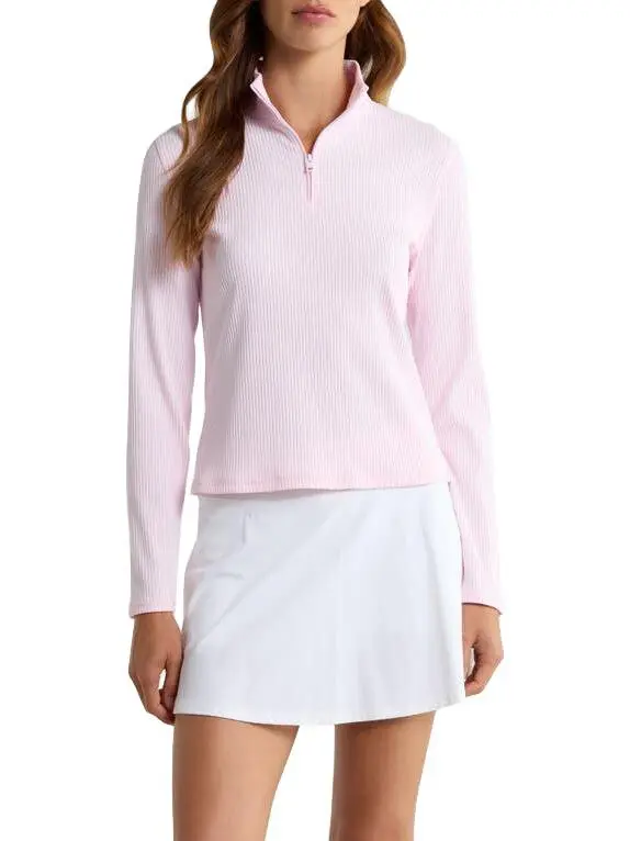 G/fore Rib Knit Quarter Zip Golf Top - Blush