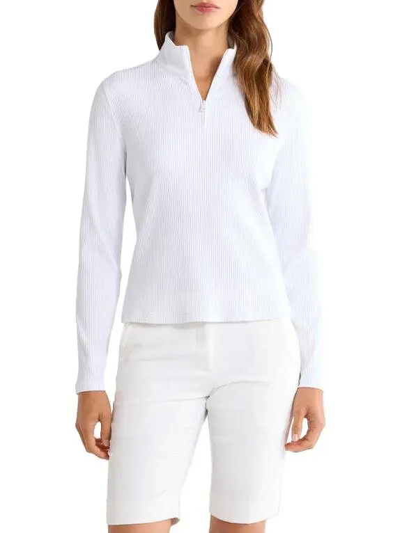 G/fore Rib Knit Quarter Zip Golf Top - Snow