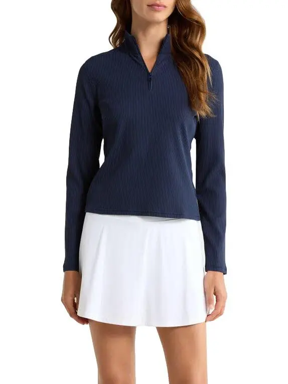 G/fore Rib Knit Quarter Zip Golf Top - Twilight