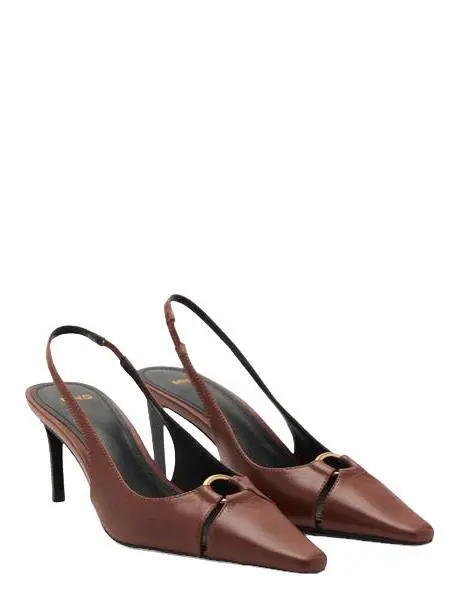 Mango Pointed-toe Slingback Pumps - Cognac