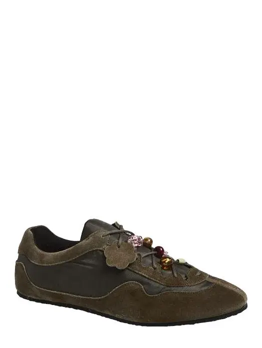 Cecilie Bahnsen Blaise Low-top Sneakers - Olive Suede/nylon