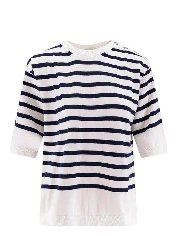 SEMICOUTURE Striped Cotton Sweater - Blue