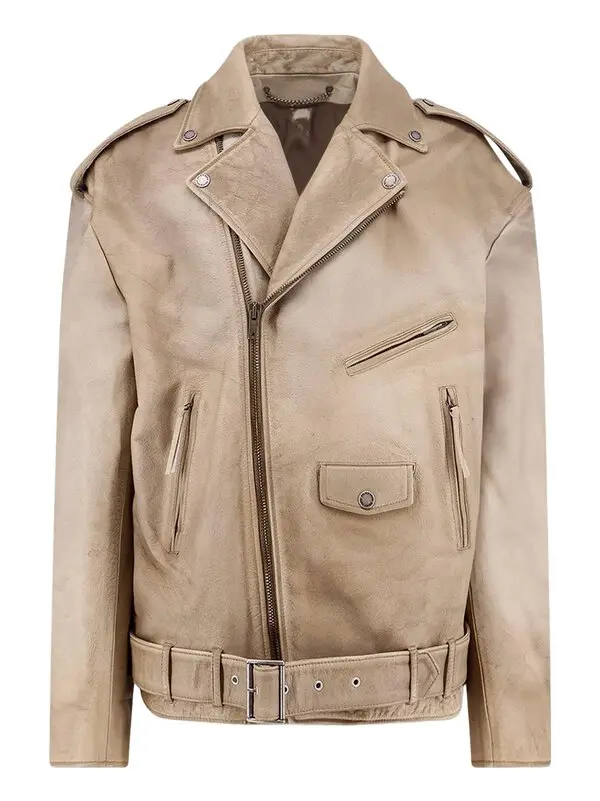 GOLDEN GOOSE Phoebe Over Leather Jacket - Beige