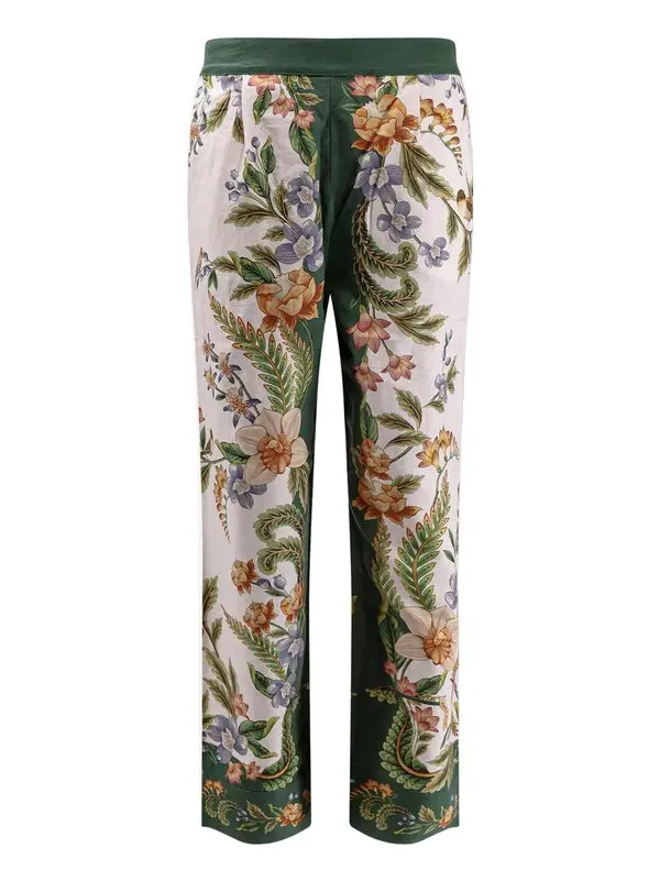 Farm Rio Lenzi™ Ecovero Floral Print Trousers - Green