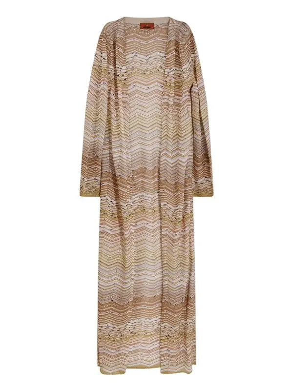 Missoni Long Chevron Motif Sequined Cardigan - Gold
