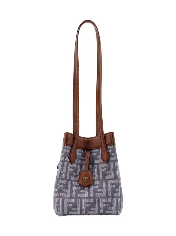 Fendi Origami Mini Ff Jacquard Fabric And Leather Shoulder Bag - Grey