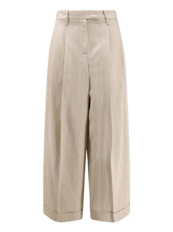 ALYSI Viscose And Linen Trousers - Beige
