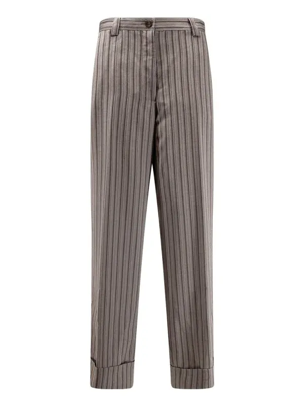 Dries Van Noten Pakora Viscose Striped Trousers - Grey
