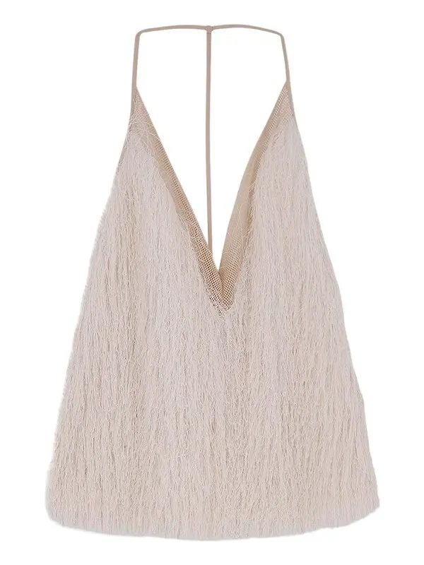 ALYSI Fringed Top - White