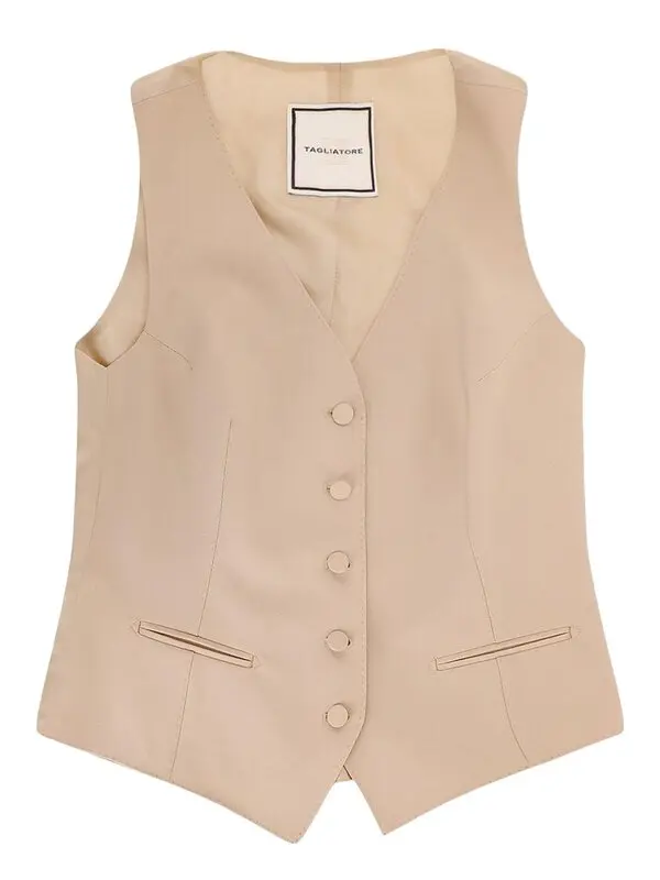 Tagliatore Virgin Wool Vest - Beige