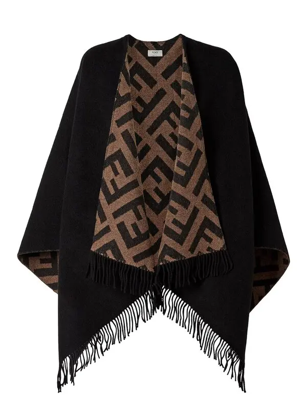Fendi Cashmere And Wool Poncho - Black