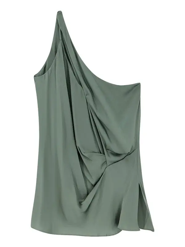 SEMICOUTURE Satin One-shoulder Top - Green