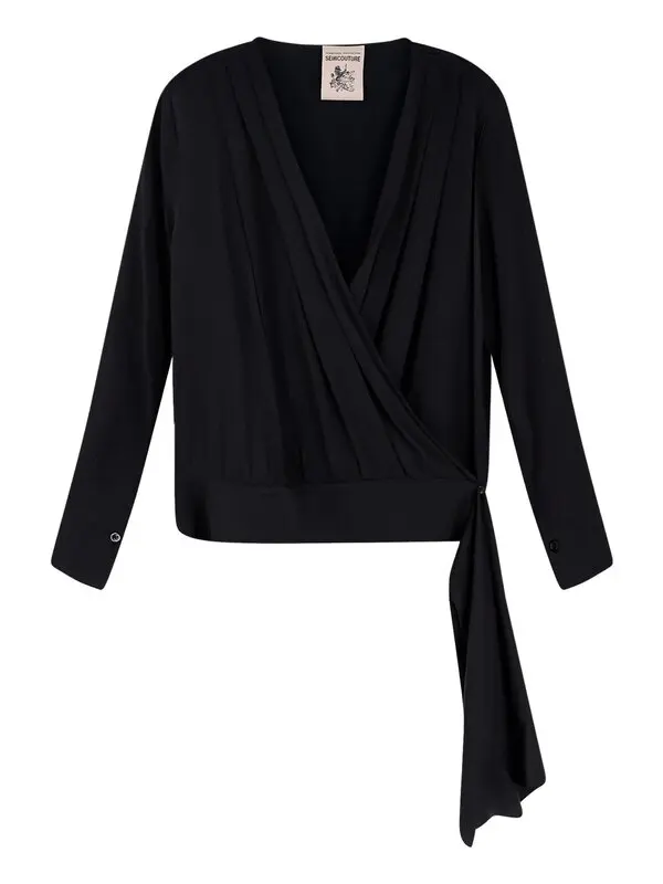 SEMICOUTURE Satin Shirt - Black
