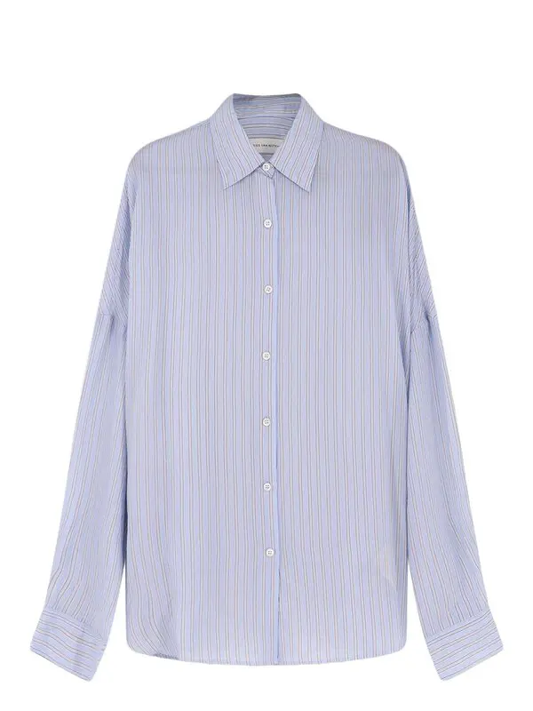 Dries Van Noten Casia Cupro Striped Shirt - Blue