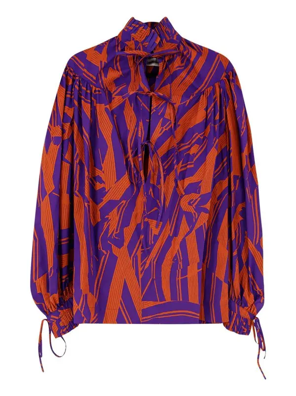Dries Van Noten Catya Cotton Shirt With Crushed Stripe Print - Multicolor