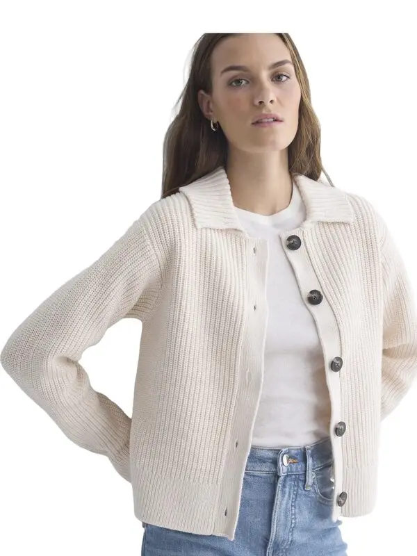 Everlane Shrunken Cotton Cardigan - Canvas