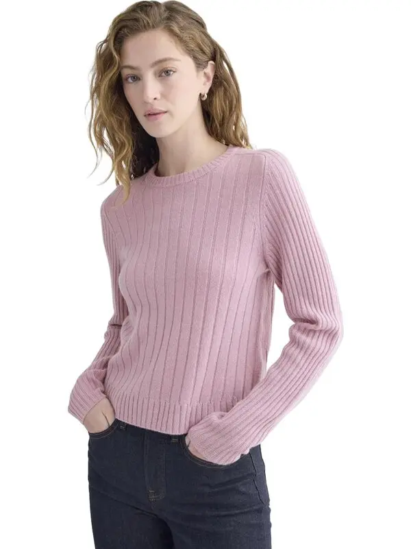 Everlane Mix Ribbed Crew Neck Sweater - Lilac Crush