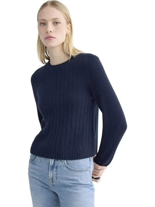 Everlane Mix Ribbed Crew Neck Sweater - Navy