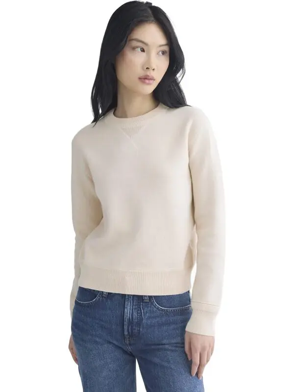 Everlane Double Knit Crew Neck Sweater - Bone/cream/sand/light Camel