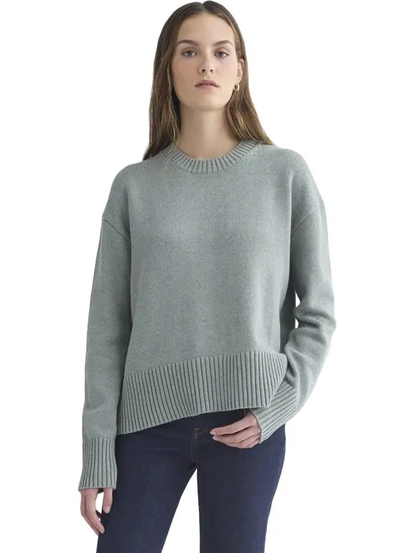 Everlane Boxy Fit Cotton Sweater - Heathered Lilypad