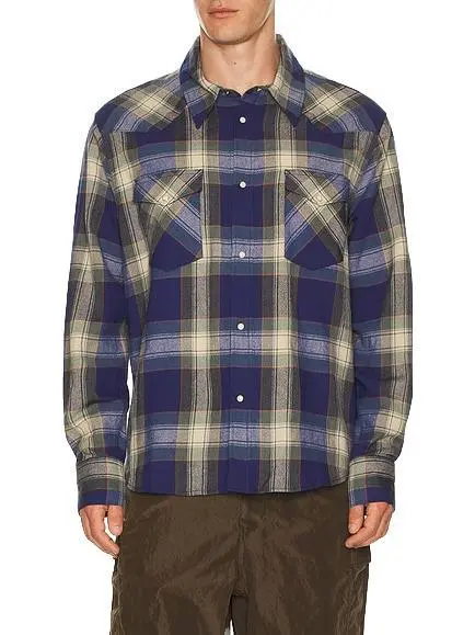 Visvim Four Corners Check Long Sleeve Shirt - Blue