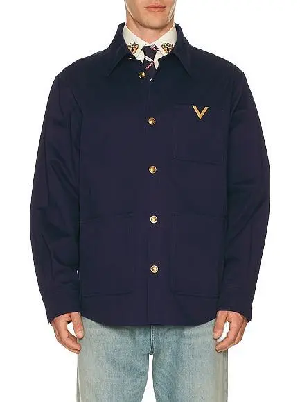 Valentino Garavani Classic Cotton Gabardine Jacket - Blue