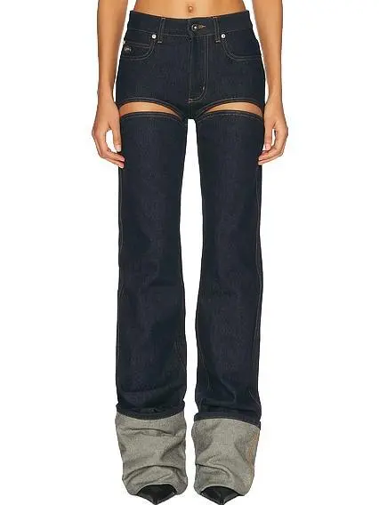 JEAN PAUL GAULTIER Cut Out Wide Leg Jeans - Indigo