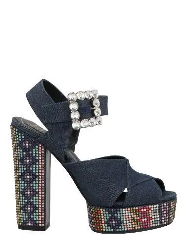 ROGER VIVIER Ankle Strap Sandals With Appliqués And Crystals - Blue